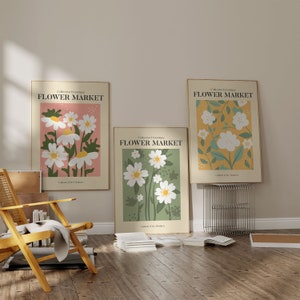 Set of 3 Flower Market Prints, Exhibition Posters, Botanical Prints ...