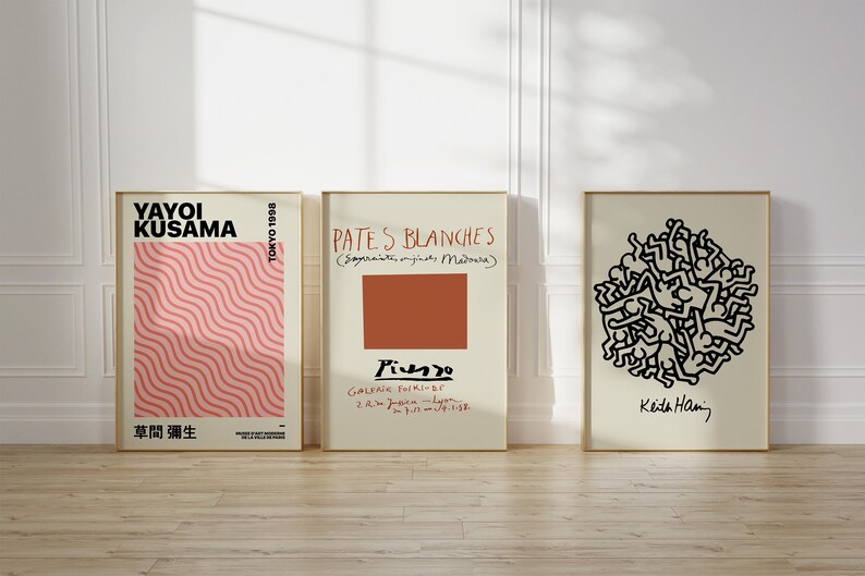Set of 3 Picasso Keith Haring and Yayoi Kusama Prints Yellow - Etsy