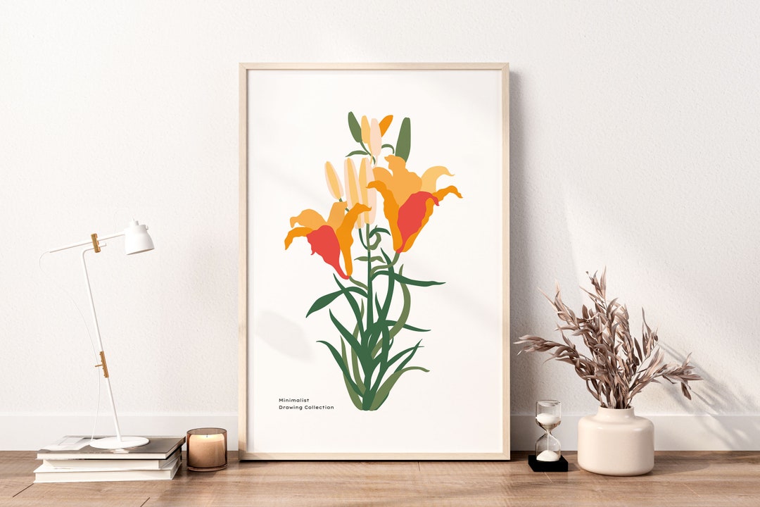 Mid Century Modern Botanical Print, Living Room Decor, Botanical Wall ...