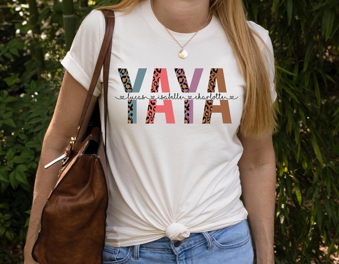Yaya Shirt, Custom Mothers Day Gift Tshirt With Kids Names, Grandma ...