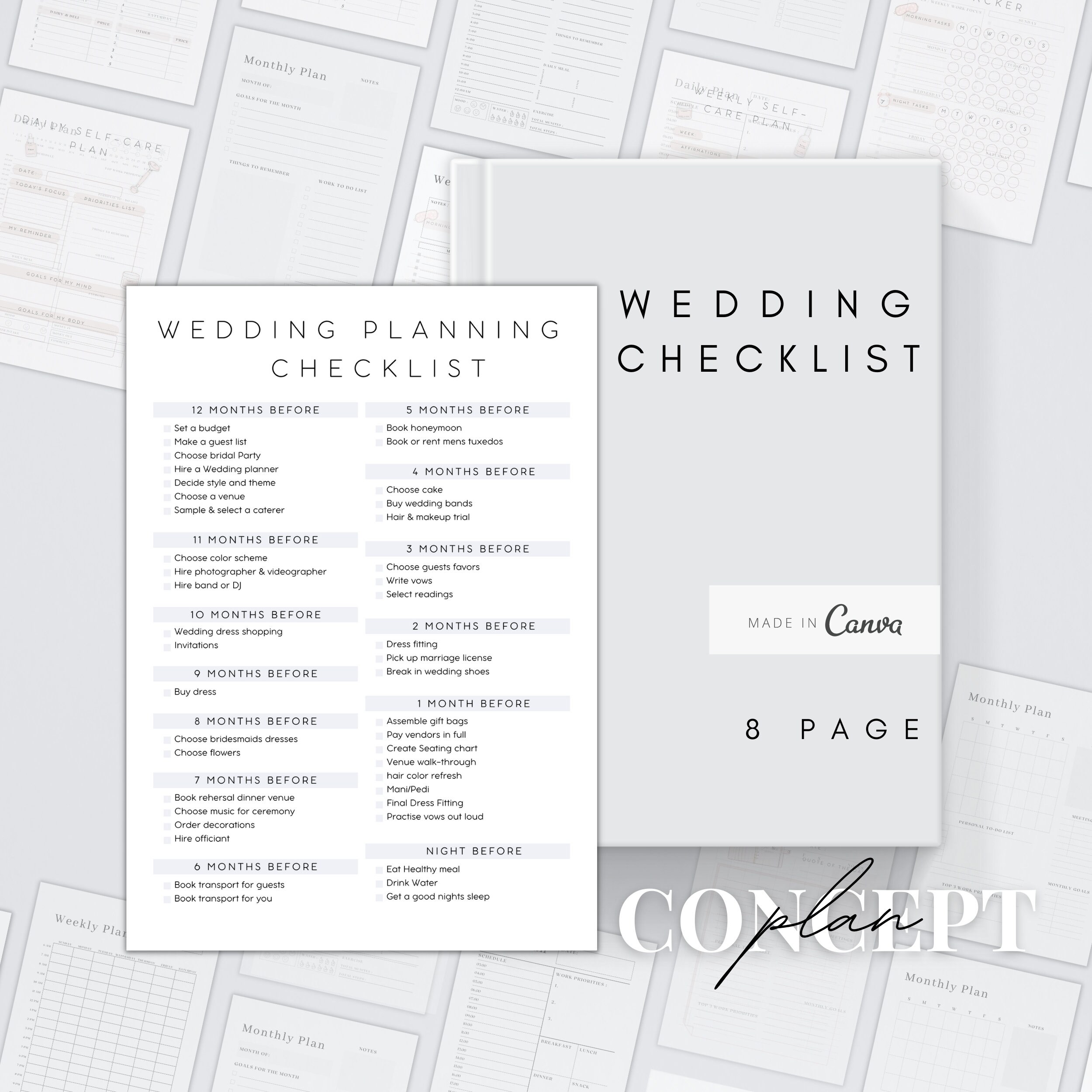 Editable Wedding Checklist Canva Wedding Planner Pages - Etsy