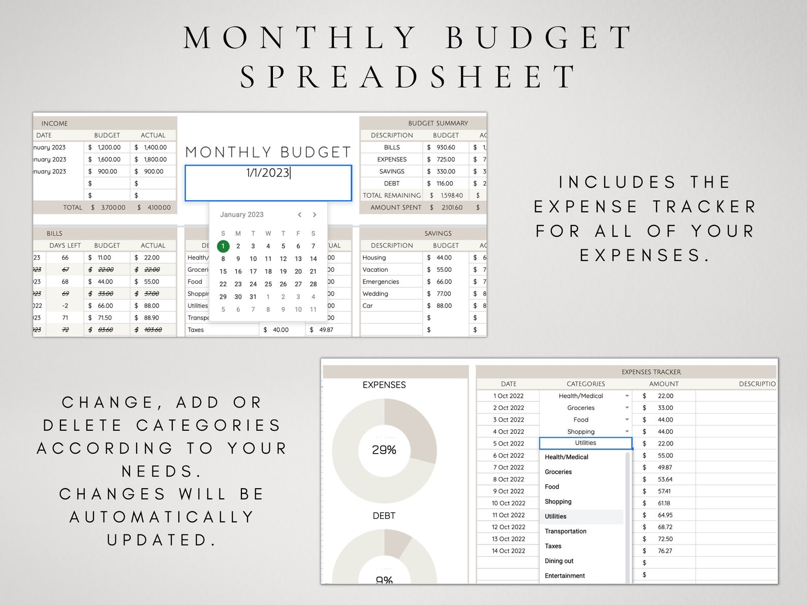 Simple Monthly Budget Spreadsheet Google Sheet Budget - Etsy