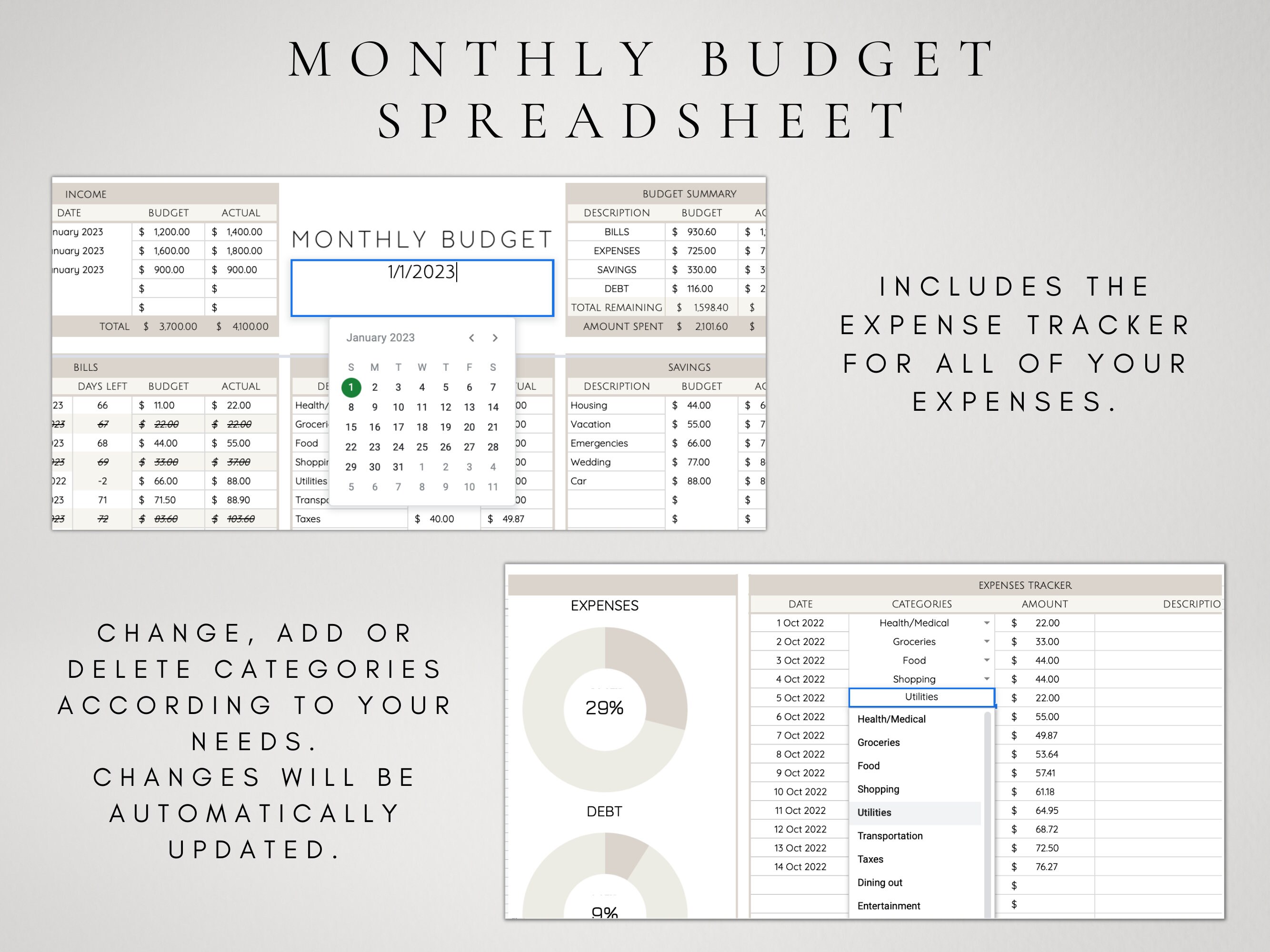 Simple Monthly Budget Spreadsheet Google Sheet Budget - Etsy
