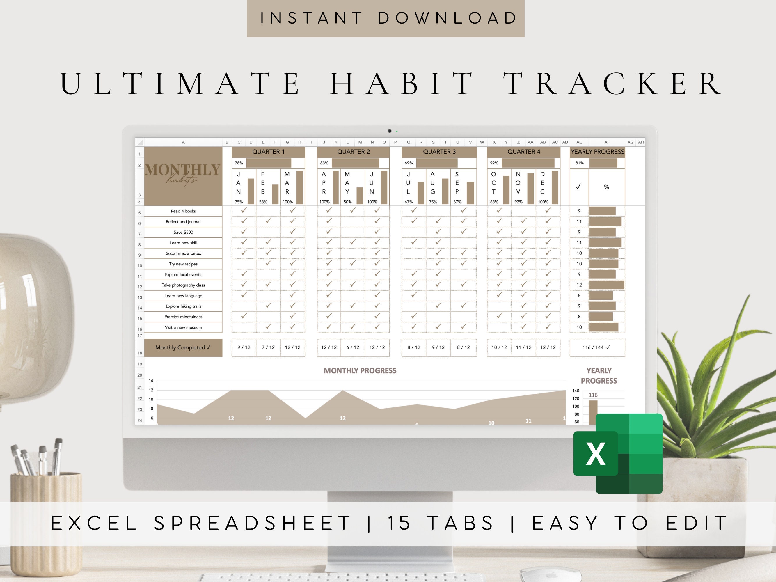 Habit Tracker 2024 Excel Vorlage Gewohnheit Spreadsheet - Etsy.de