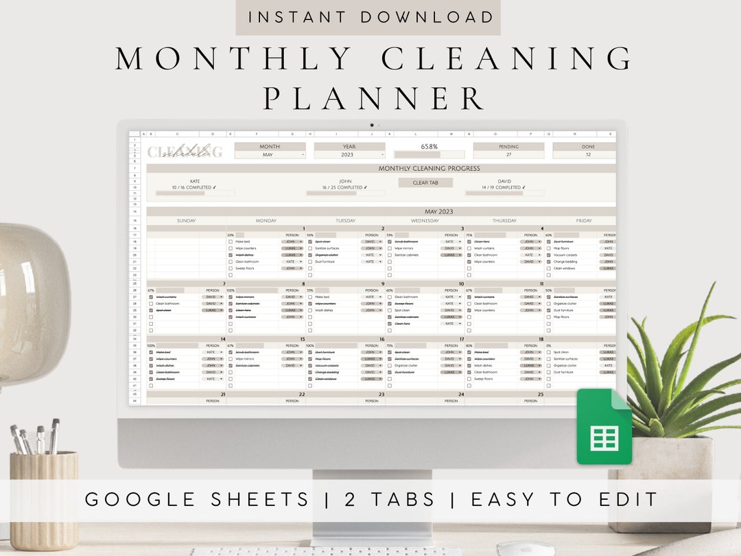 Cleaning Checklist Spreadsheet Template Google Sheets | Editable ...