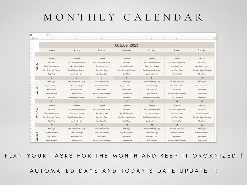 To Do List Template Google Sheets Template Calendar - Etsy