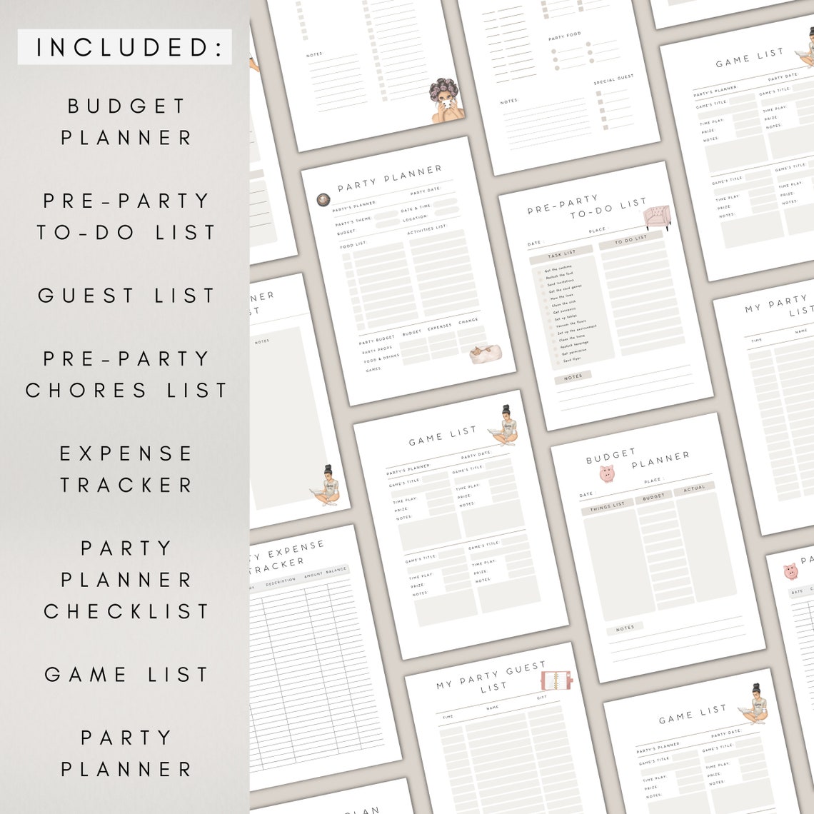 Party Planner Printable | Event Planning Checklist | Guest List PDF ...