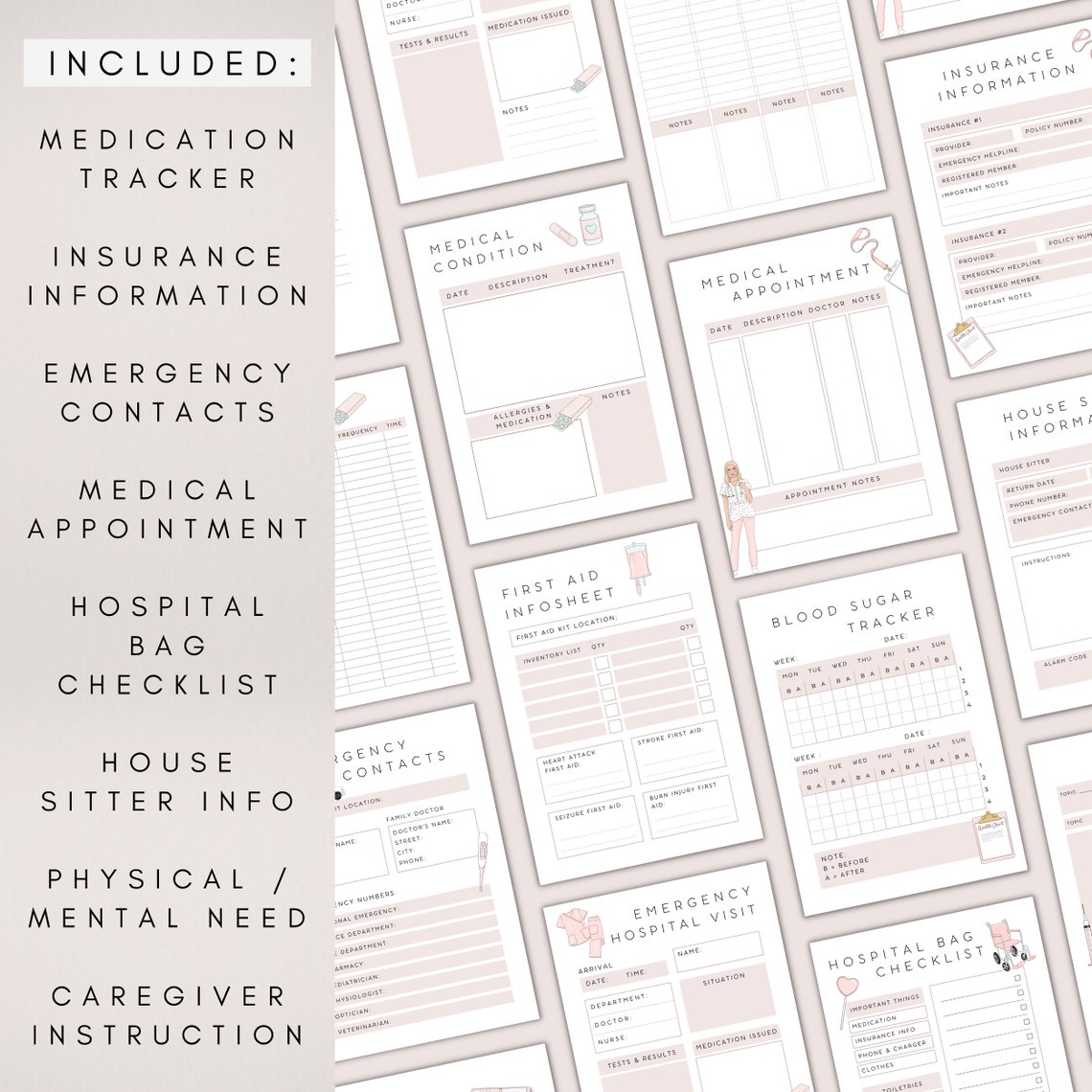 Digital Medical Planner Template | Healthcare Planner | Health Planner ...