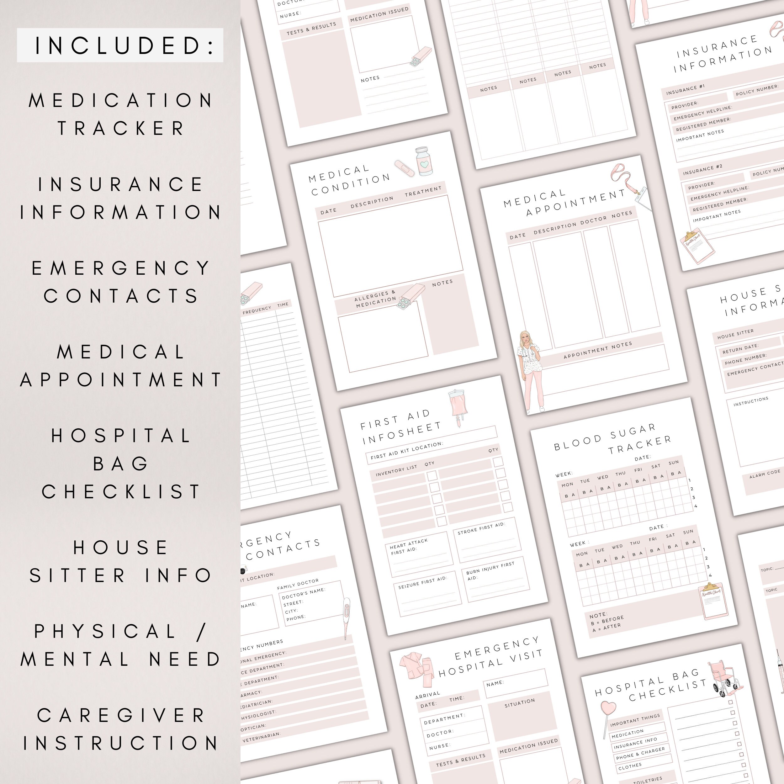 Digital Medical Planner Template | Healthcare Planner | Health Planner ...