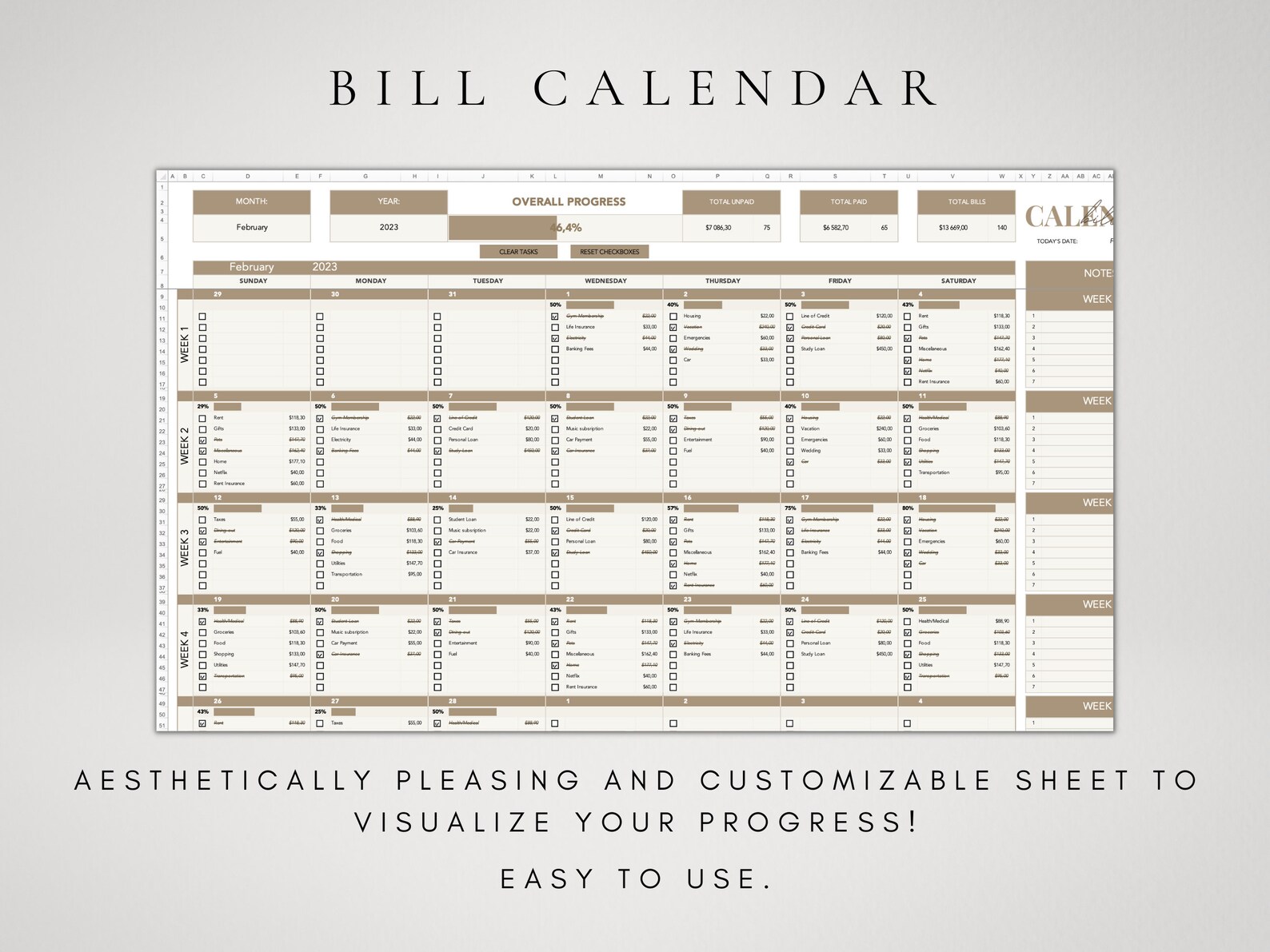 Monthly Bill Calendar | Bill Payment Calendar | Monthly Bill Payment ...