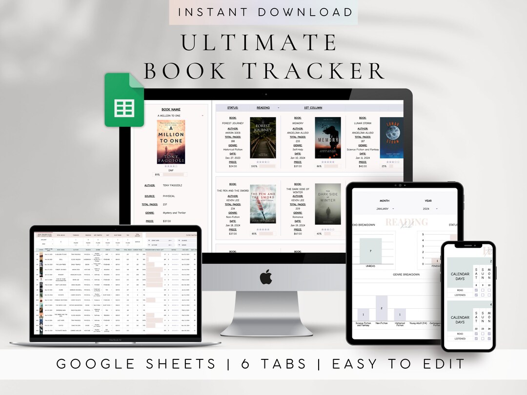 Track Your Reading Progress | Digital Reading Tracker Spreadsheet for Google Sheets | Book ...