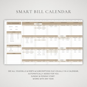 Digital Monthly Budget Planner | Bill Calendar 2026 | Google Sheets ...
