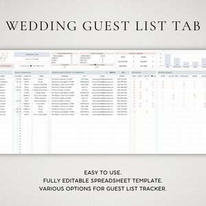 Wedding Digital Planner Spreadsheet Google Sheets | Wedding Guest List ...