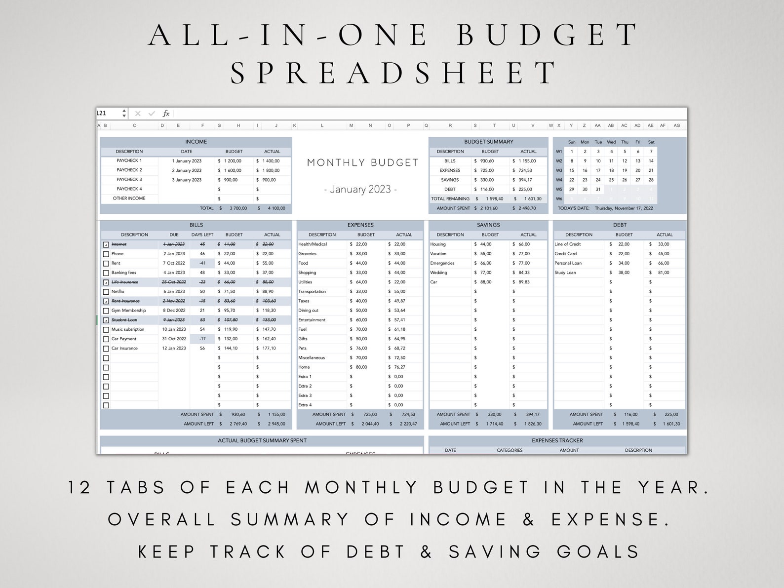 Excel Template Finance Spreadsheet Bundle Digital Budget - Etsy