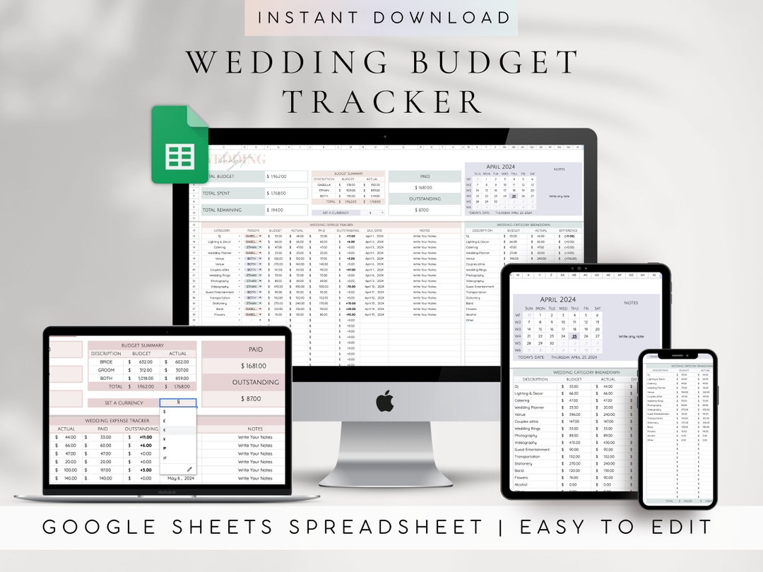 Wedding Budget Planner Template Google Sheets | Wedding Budget Tracker ...