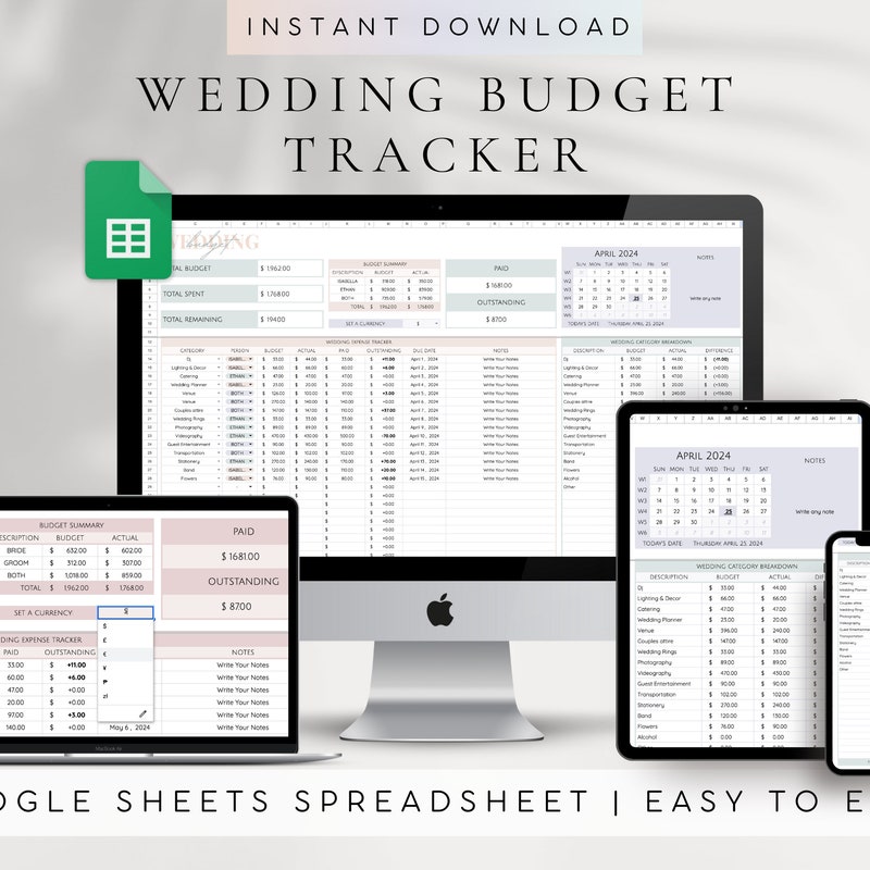 Wedding Spending Template - Etsy