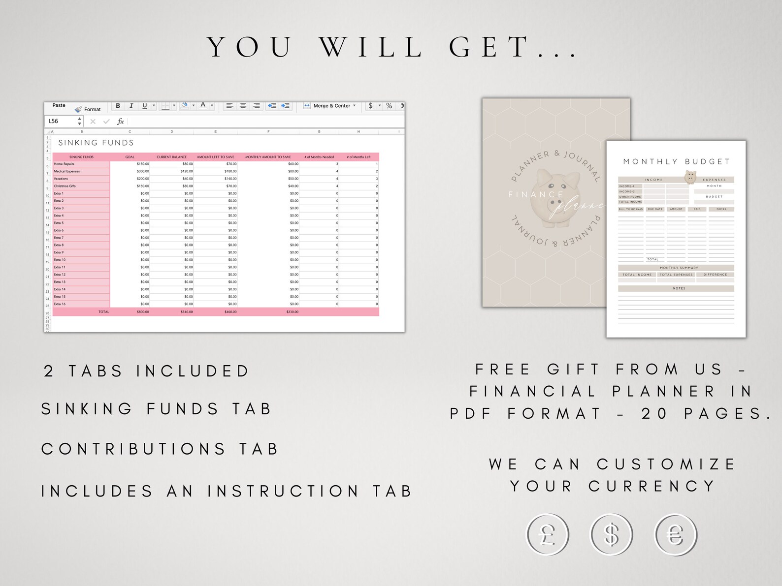 Sinking Funds Spreadsheet Excel Savings Tracker Budget - Etsy