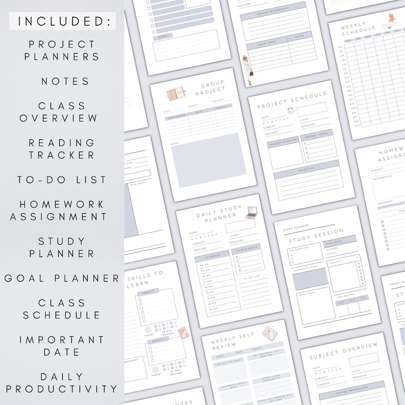 Student Planner Printable Editable Canva Academic Planner - Etsy