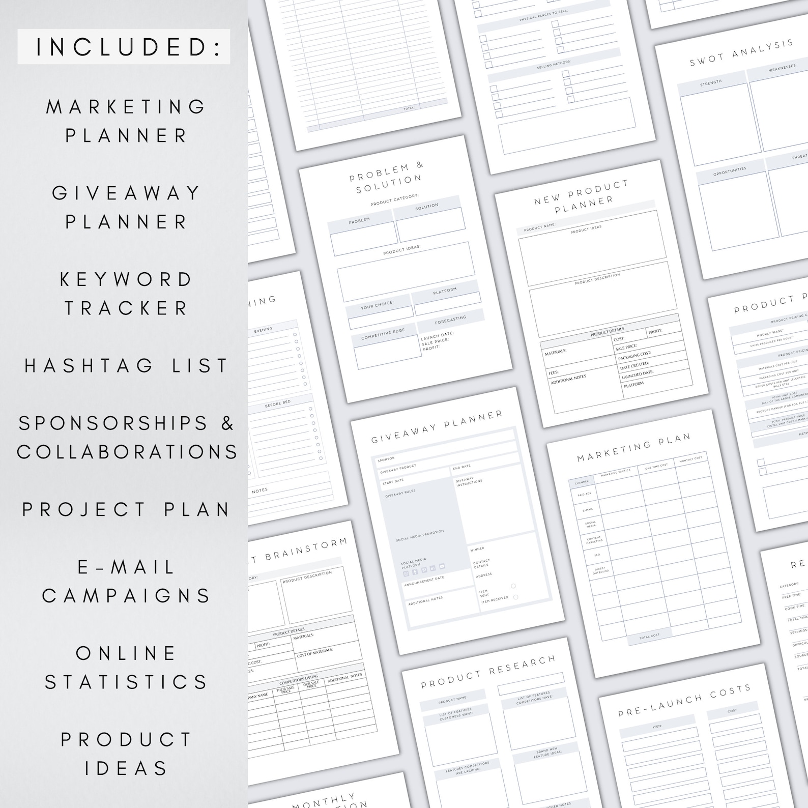 Printable Product Planner | Business Startup Planner | Promotion ...