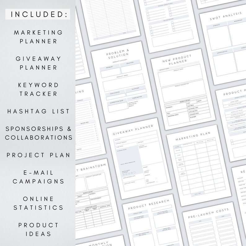 Printable Product Planner | Business Startup Planner | Promotion ...