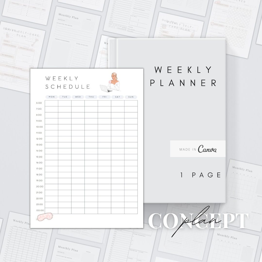 Weekly Planner Printable | Canva Editable Planner Template | Digital ...