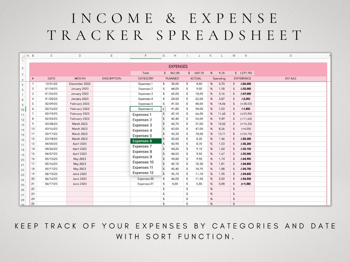 Excel Budget Spreadsheet Expense Tracker Excel Income - Etsy