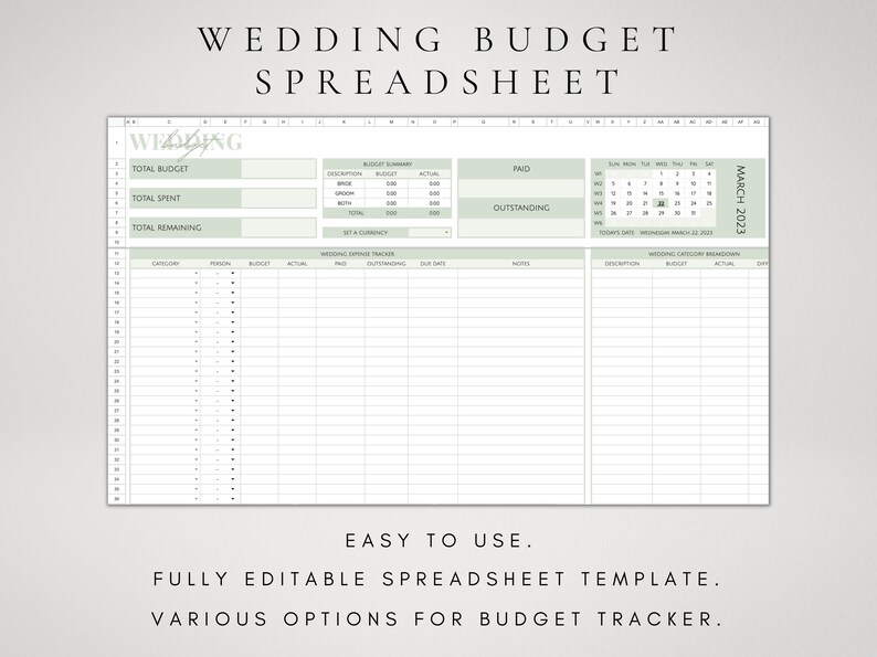 Digital Wedding Budget Tracker Wedding Expense Tracker - Etsy