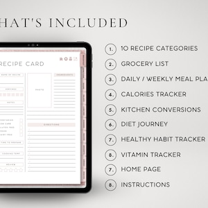 Digital Recipe Book Goodnotes Template | iPad Recipe Journal | Meal ...
