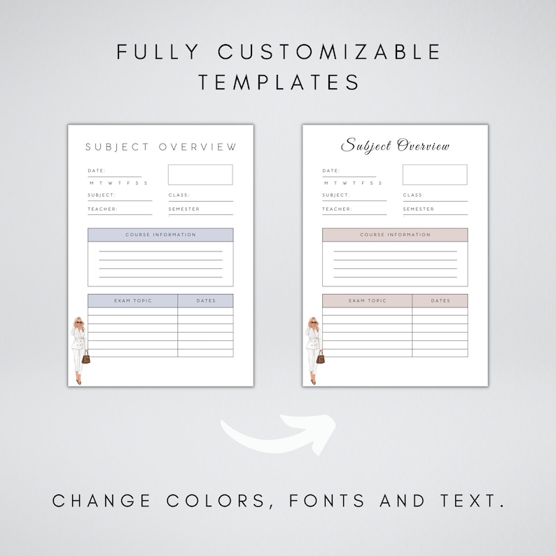 Student Planner Printable Editable Canva Academic Planner - Etsy