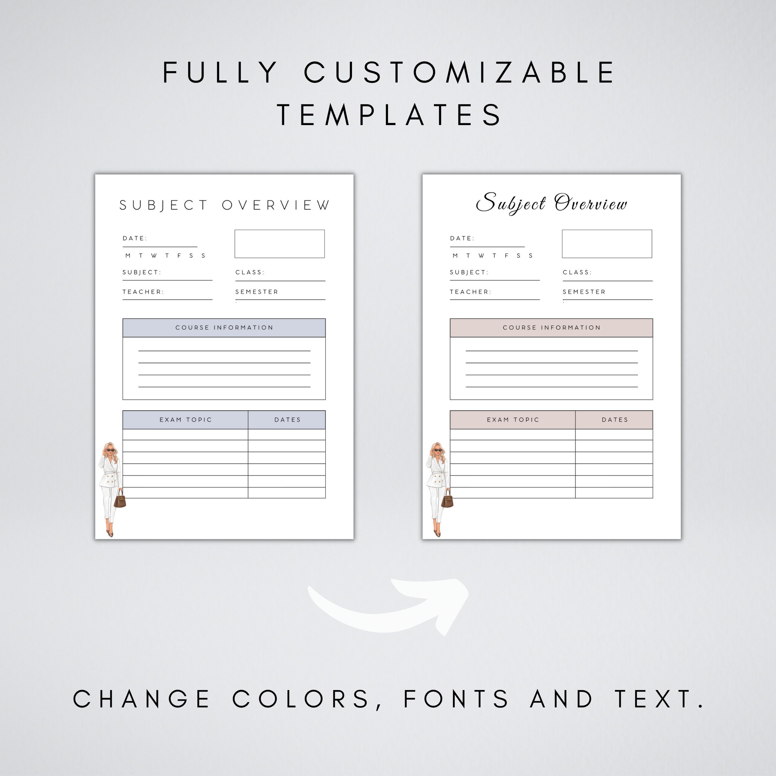 Student Planner Printable Editable Canva Academic Planner - Etsy