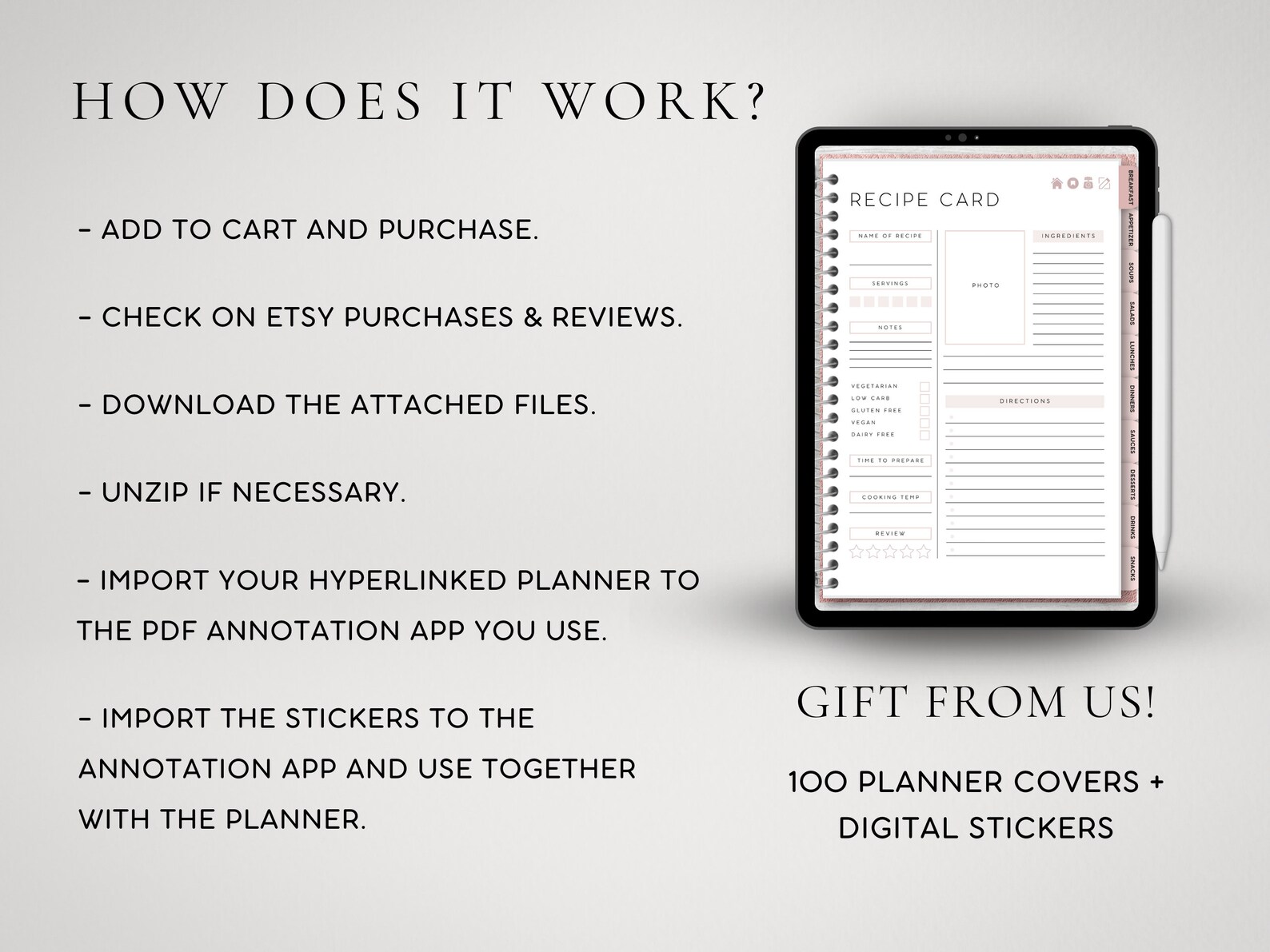 Digital Recipe Book Goodnotes Template | iPad Recipe Journal | Meal ...