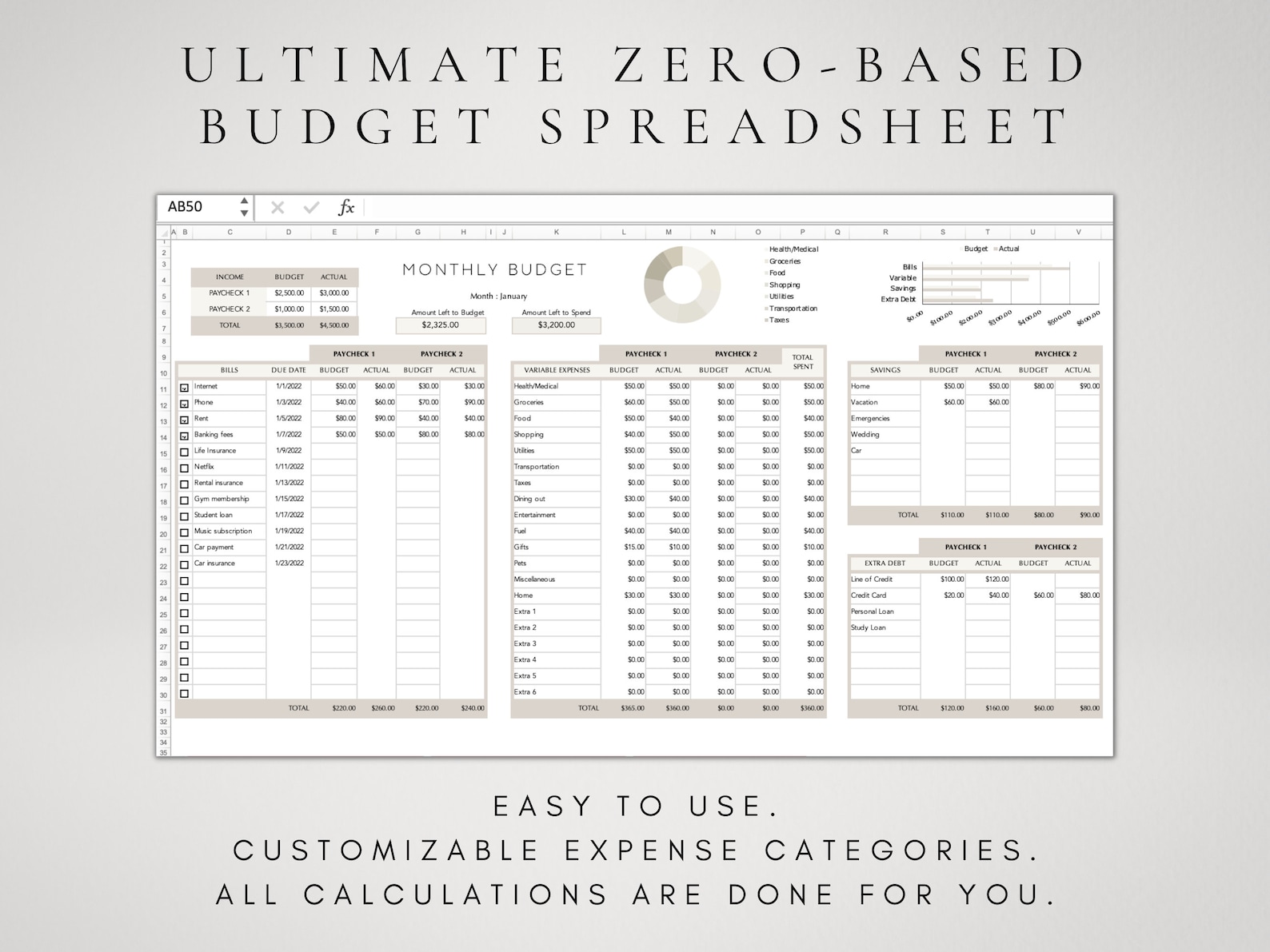 Ultimate Zero-based Budget Template Zero Based Budget - Etsy