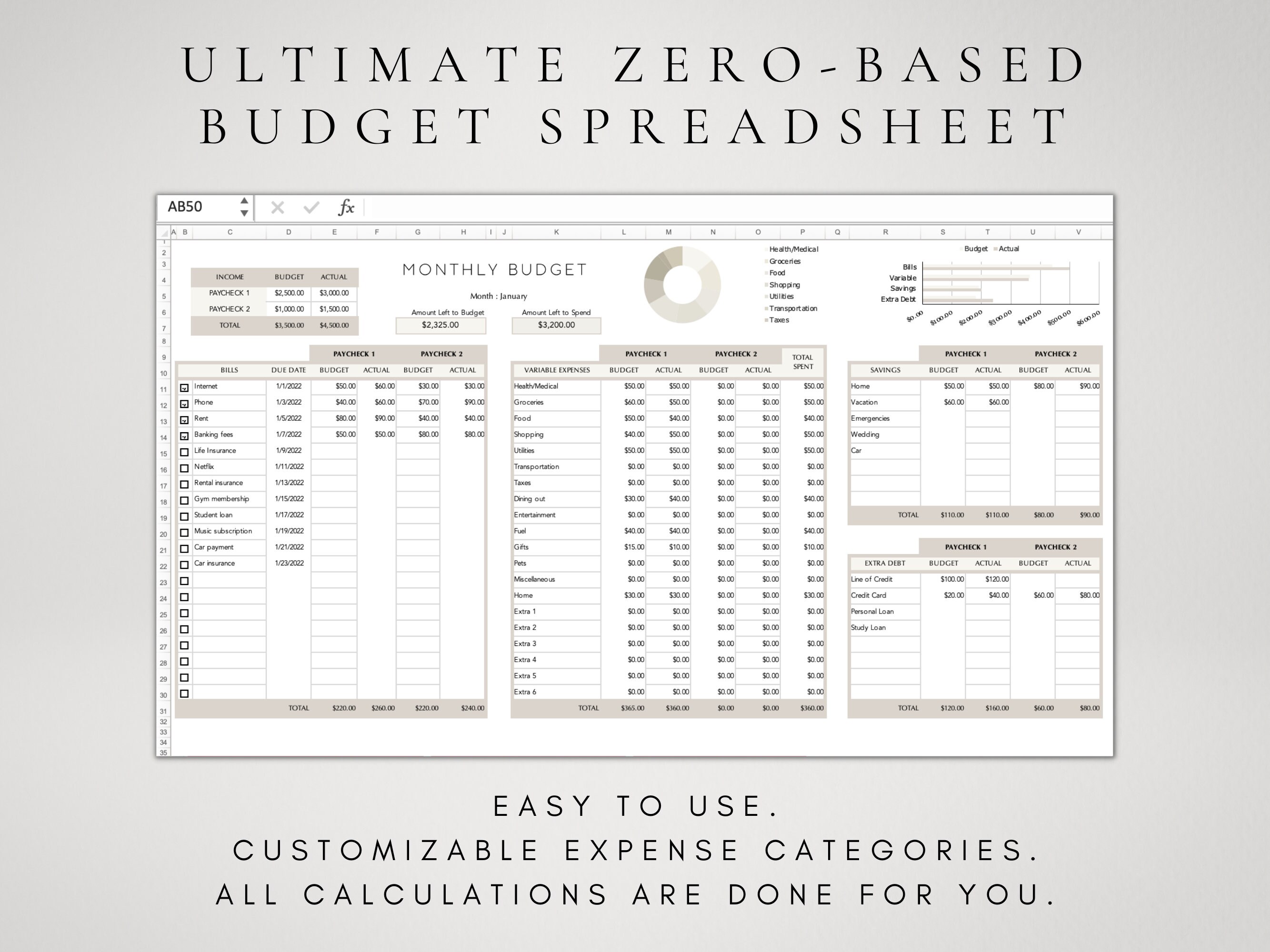 Ultimate Zero-based Budget Template Zero Based Budget | Etsy Australia