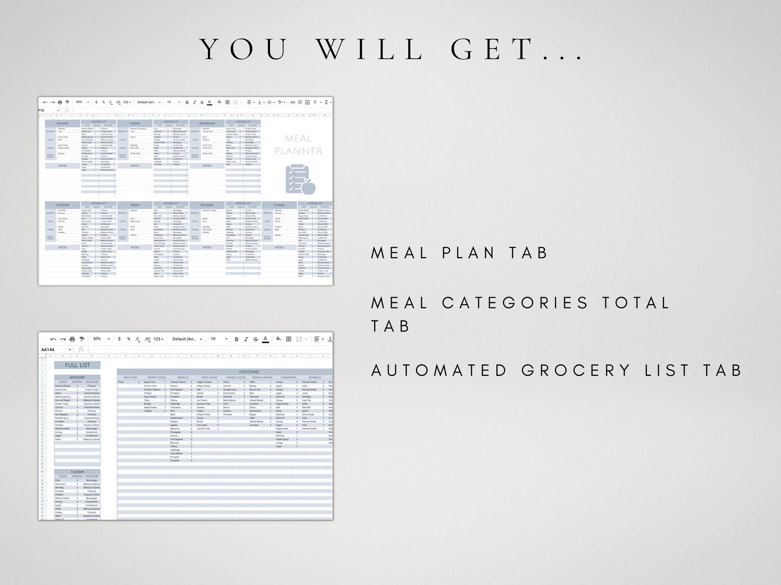 Digital Meal Planner Automated Grocery List Meal Planner - Etsy