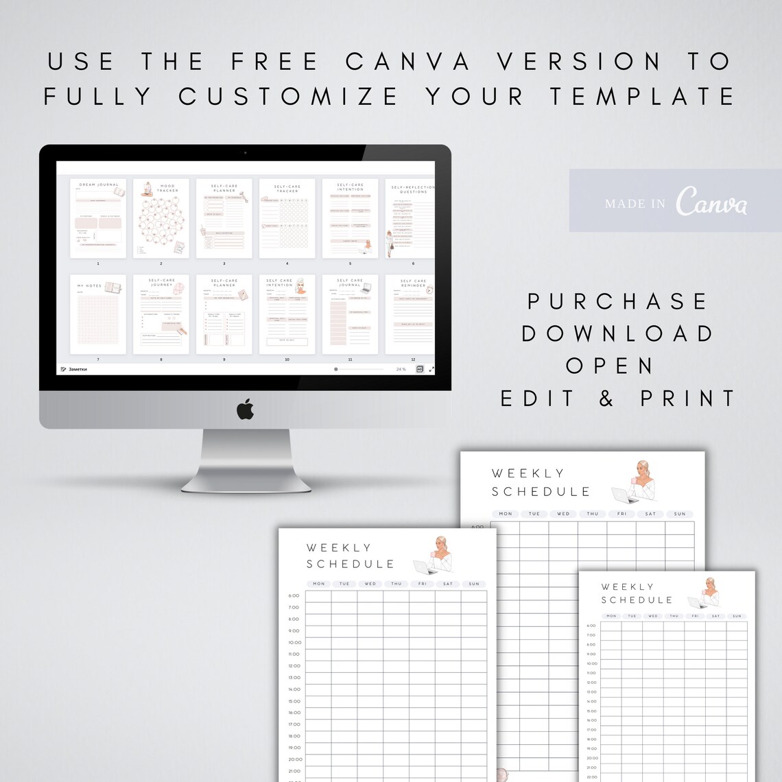 Weekly Planner Printable Canva Editable Planner Template - Etsy