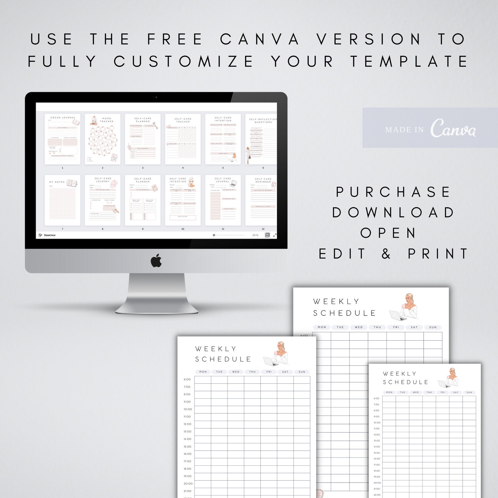 Weekly Planner Printable Canva Editable Planner Template - Etsy