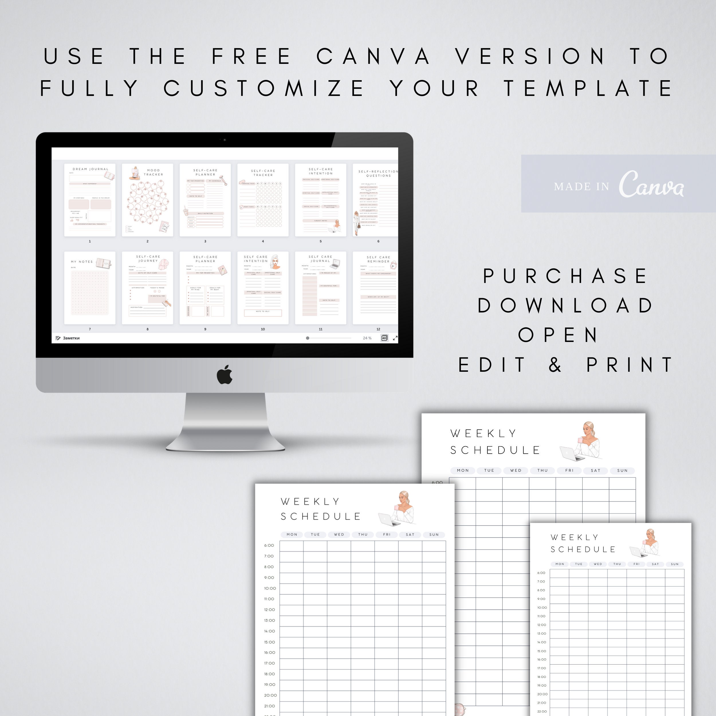 Weekly Planner Printable Canva Editable Planner Template - Etsy
