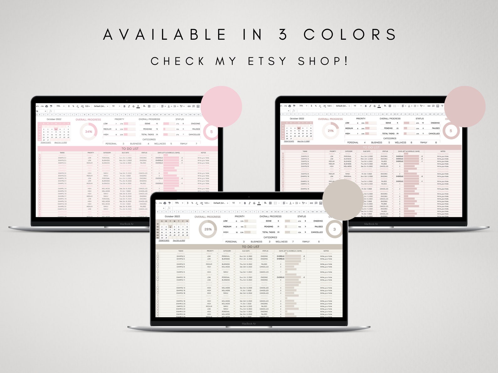 Task Planner Template Spreadsheet Excel Productivity Planner Household ...