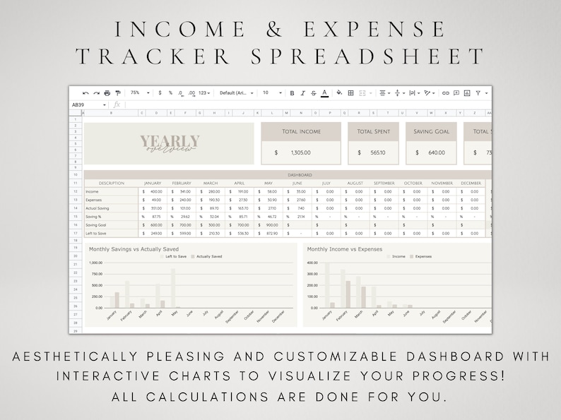 Income and Expense Tracker Google Sheets Monthly Budget - Etsy