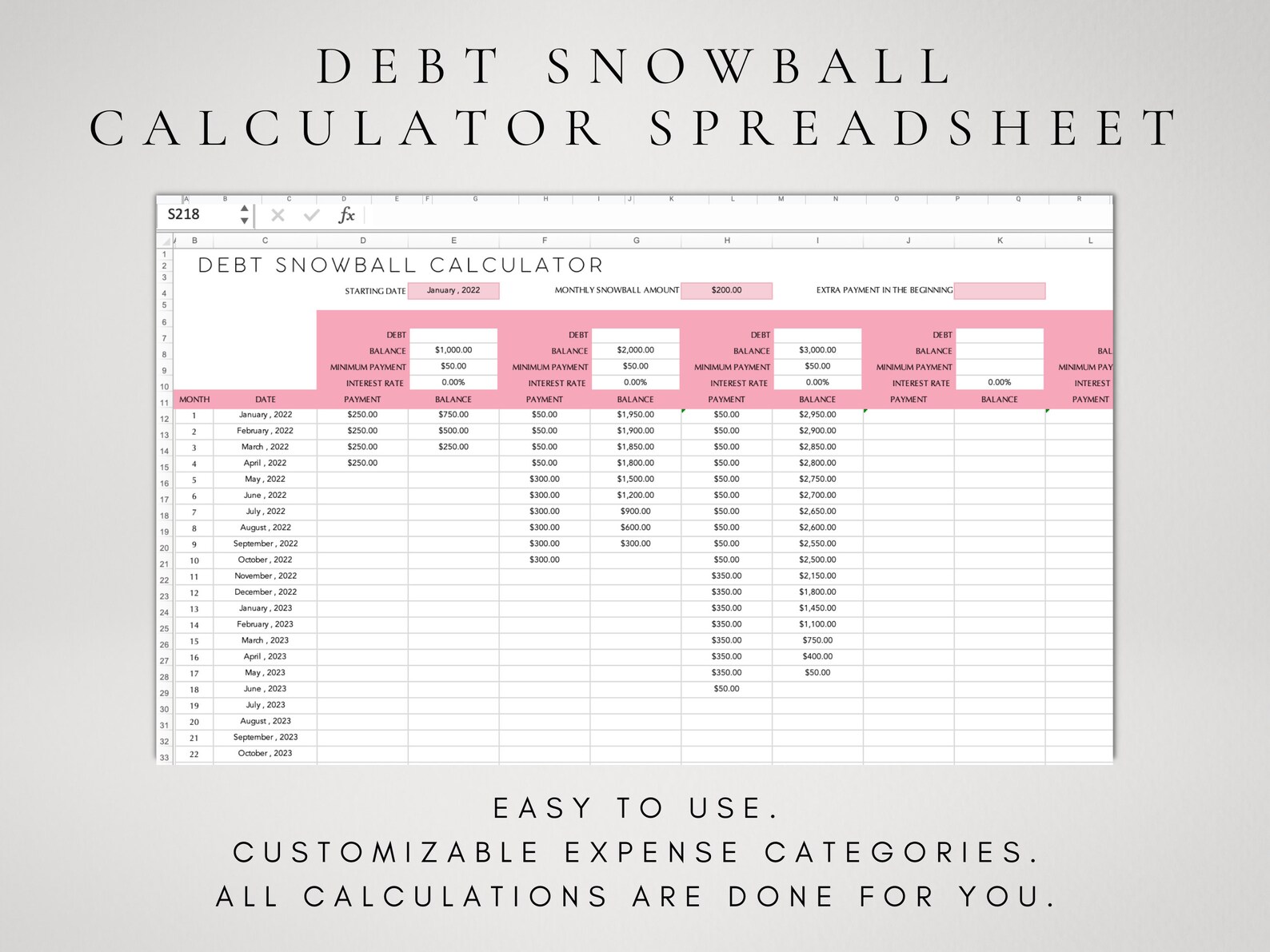 Excel Debt Payoff Calculator Spreadsheet Dave Ramsey Debt - Etsy