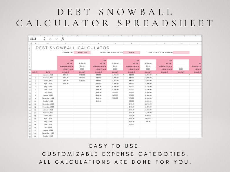 Excel Debt Payoff Calculator Spreadsheet Dave Ramsey Debt - Etsy
