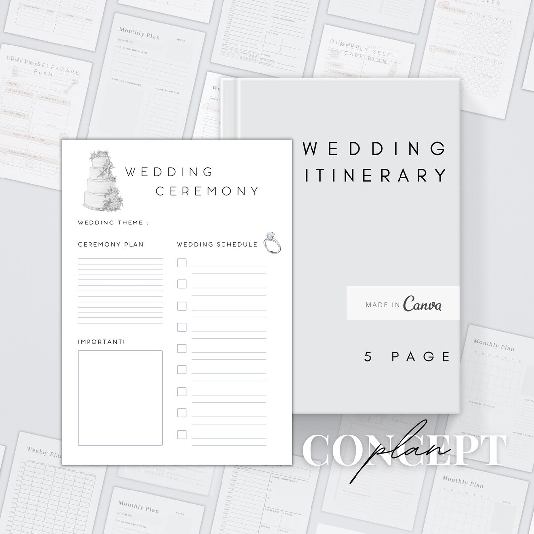 Wedding Itinerary Planner Printable | Editable Wedding Planner Book ...