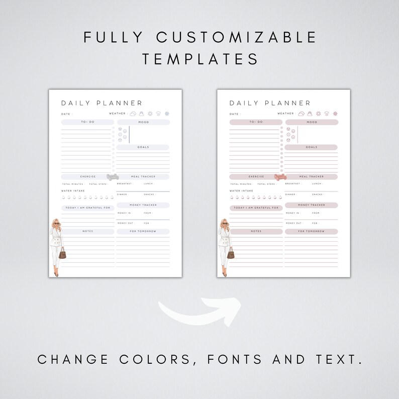 Daily Planner Printable | Editable to Do List | Todays Plan Canva ...