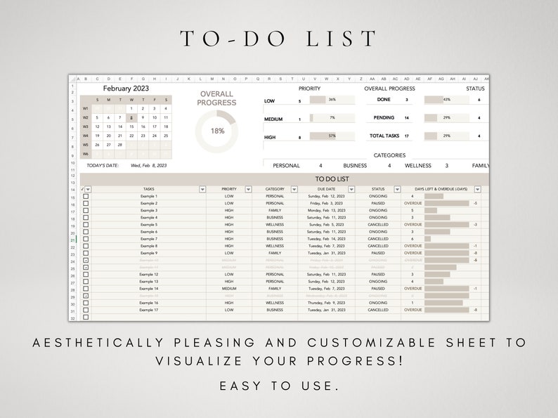 Excel to Do List Template Spreadsheet | Task Planner Excel | Daily to Do List | Task Tracker ...