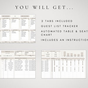 Wedding Seating Chart & Guest List Template Google Sheets | RSVP ...