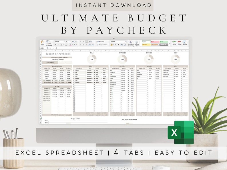 Ultimate Budget Paycheck Spreadsheet Monthly Budget Excel - Etsy Ultimate Budget Paycheck Spreadsheet Monthly Budget Excel - Etsy