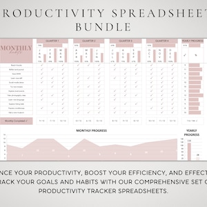 Productivity Spreadsheet Template Bundle | Excel Spreadsheet Template ...