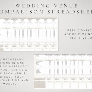 Wedding Venue | Venue Comparison Spreadsheet | Wedding Planner Instant ...