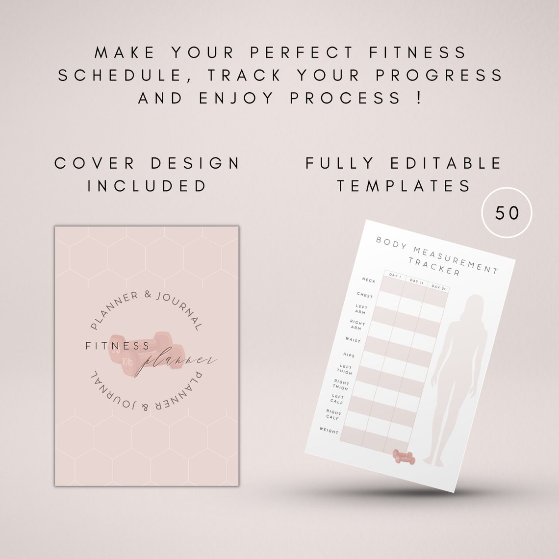 Fitness Planner Printable | Digital Weight Loss Journal | Editable ...