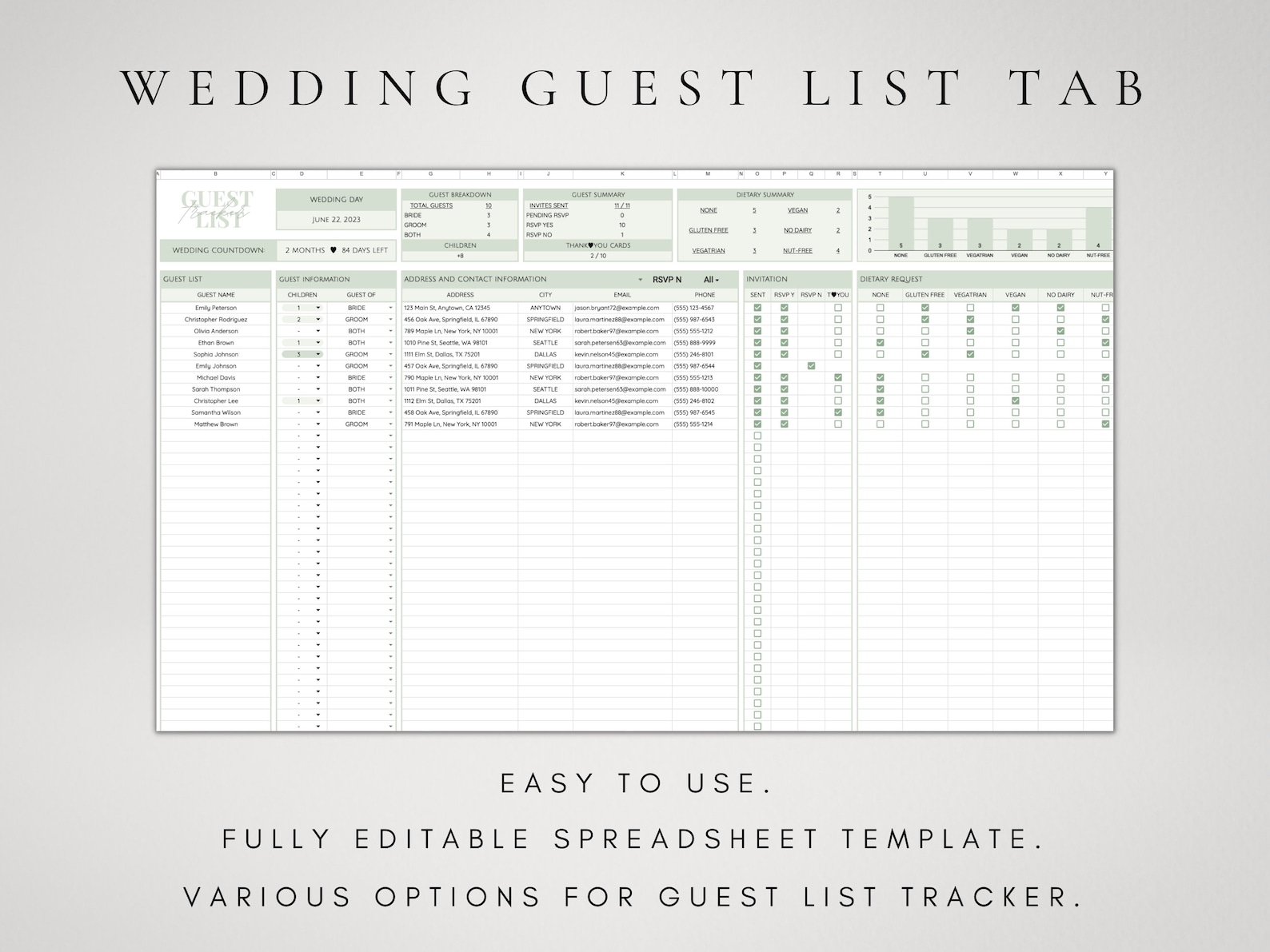 Wedding Guest List Spreadsheet | Wedding Guest Plan | Wedding Guest ...